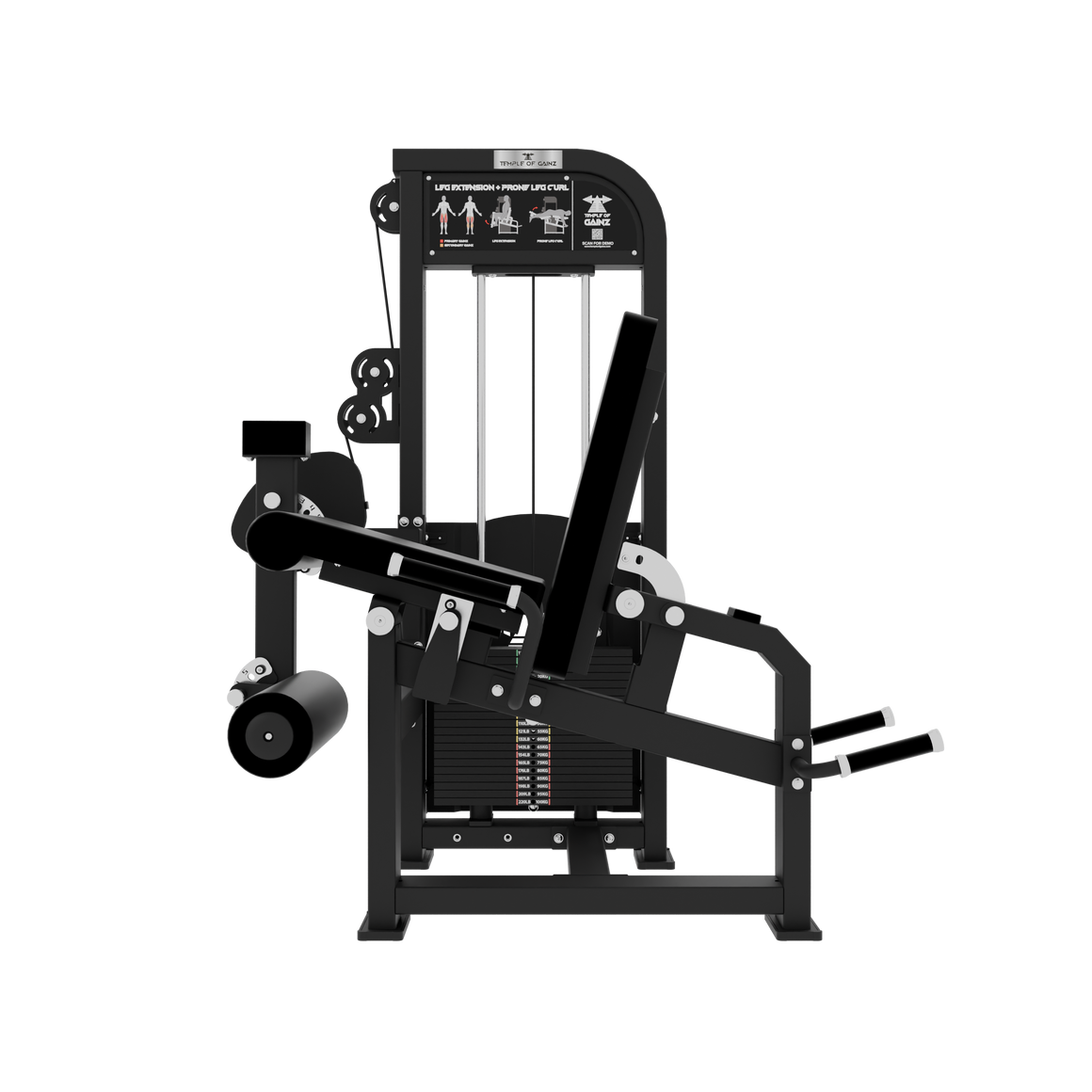 SELECTORIZED LEG EXTENSION + PRONE LEG CURL MACHINE VERSION 2 (120KGS ...
