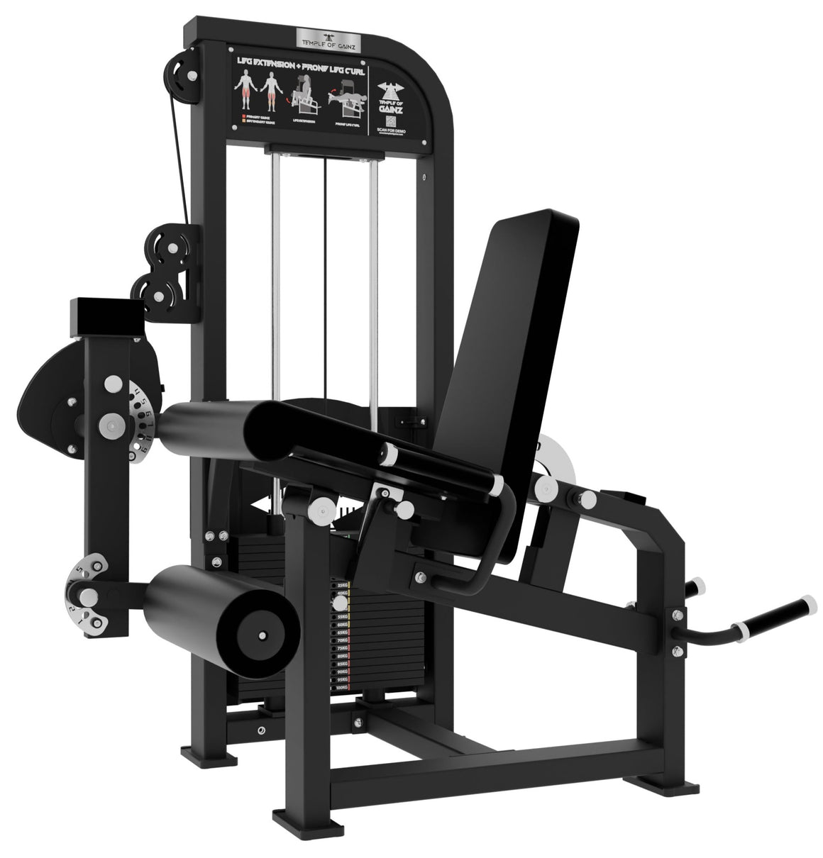SELECTORIZED LEG EXTENSION + PRONE LEG CURL MACHINE VERSION 2 (120KGS ...