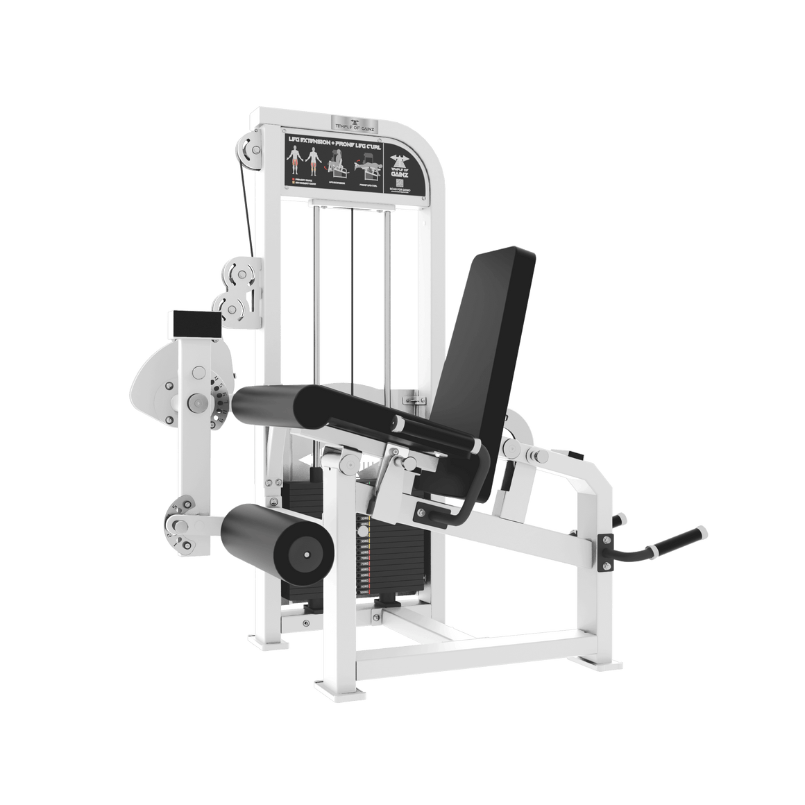 SELECTORIZED LEG EXTENSION + PRONE LEG CURL MACHINE VERSION 2 (120KGS ...