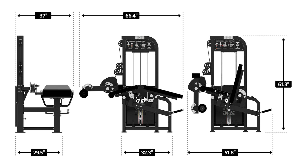 SELECTORIZED LEG EXTENSION + PRONE LEG CURL MACHINE VERSION 2 (120KGS ...