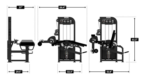 SELECTORIZED LEG EXTENSION + PRONE LEG CURL MACHINE VERSION 2 (120KGS ...