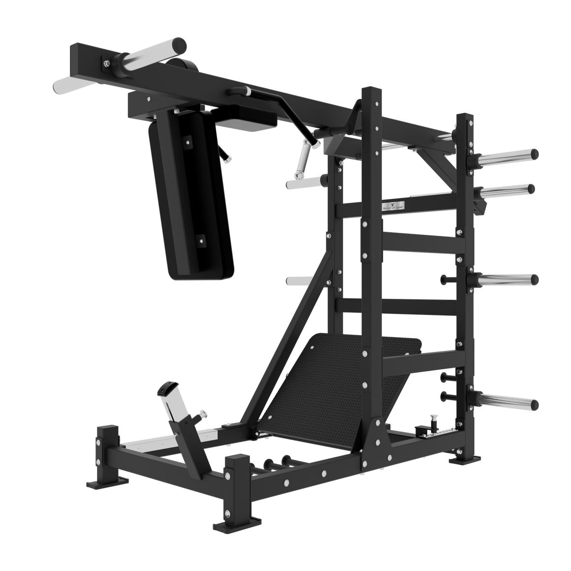 PLATE-LOADED ADJUSTABLE PENDULUM SQUAT MACHINE VERSION 3 – Temple of Gainz
