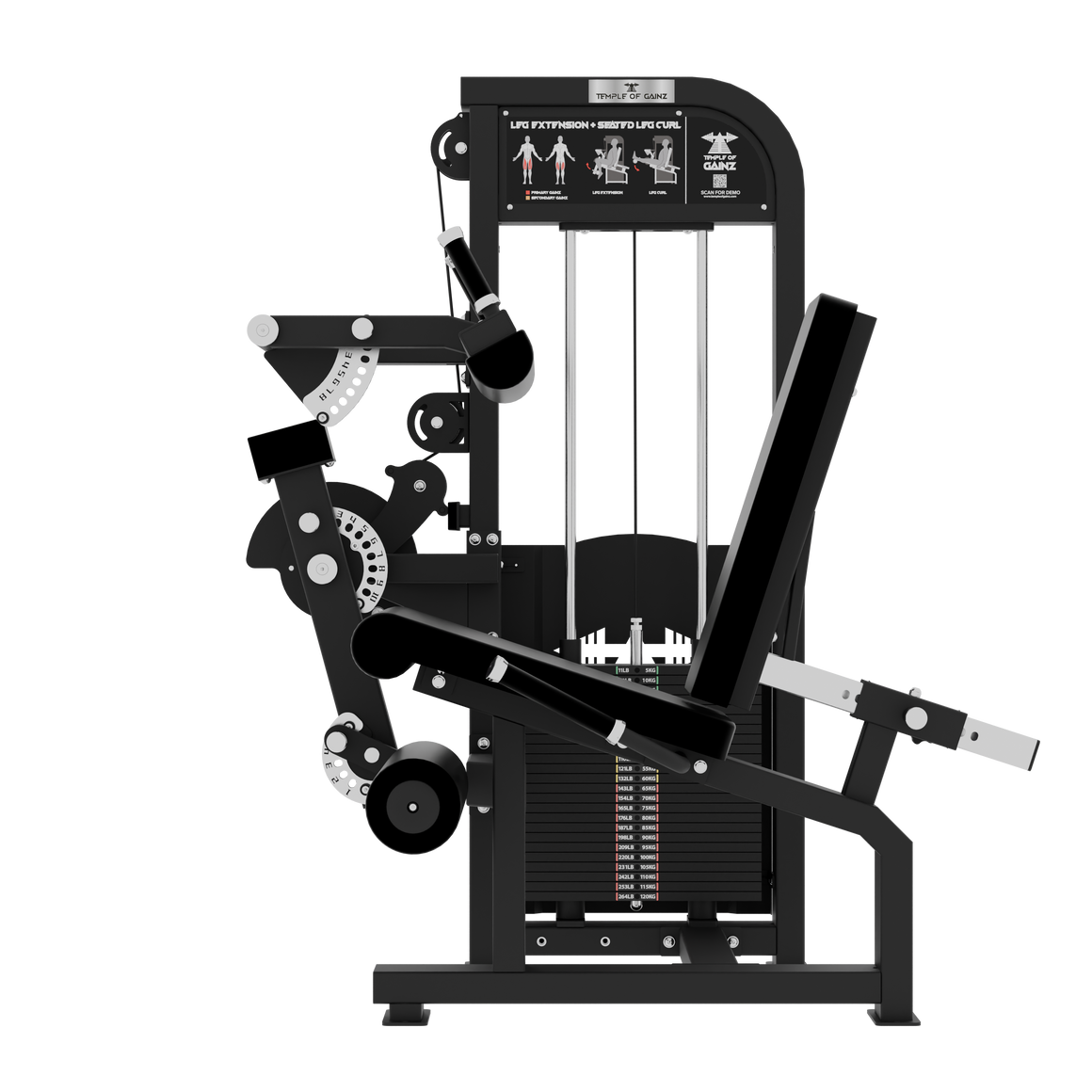 SELECTORIZED LEG EXTENSION + SEATED LEG CURL VERSION 3 – Temple of Gainz