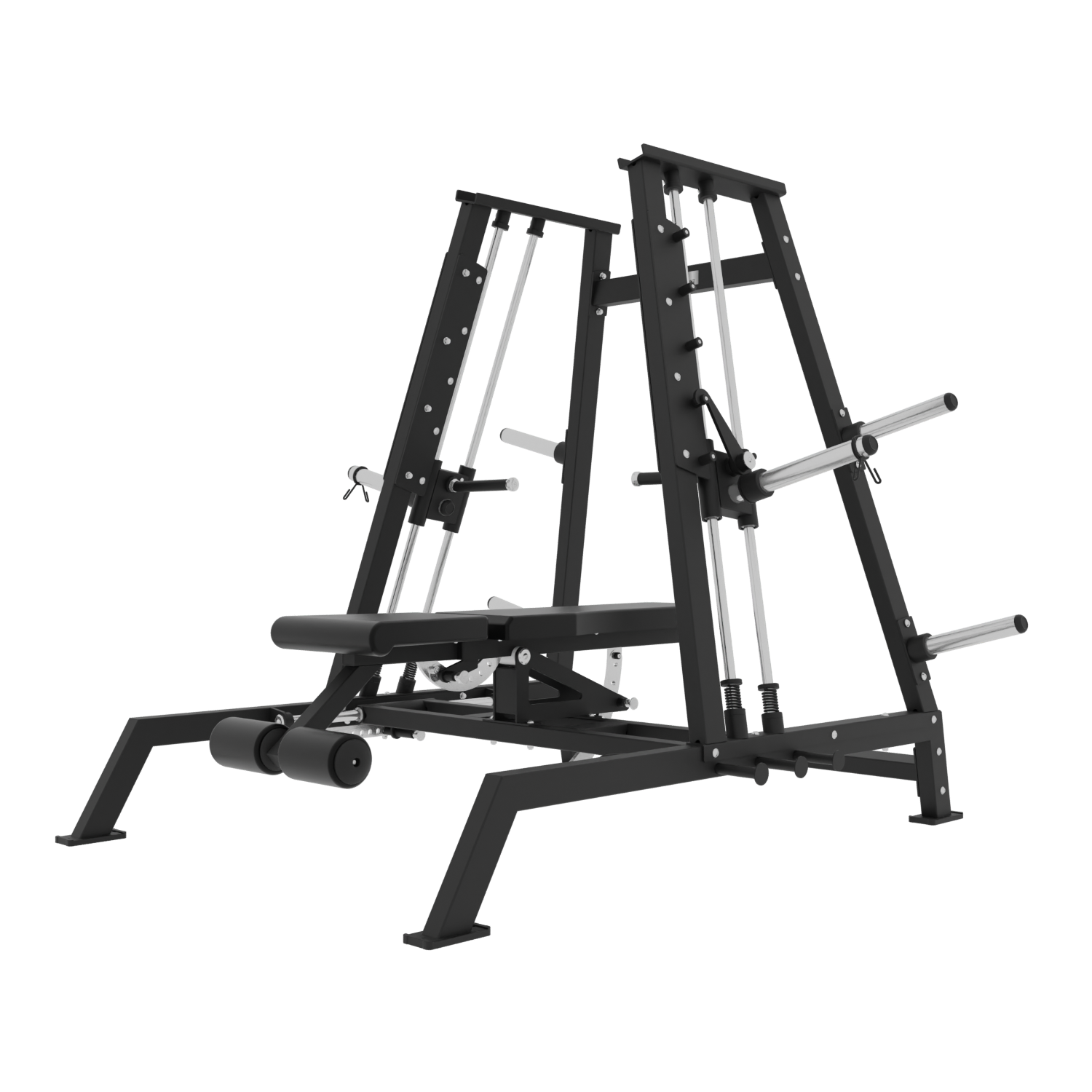 PLATE-LOADED ADJUSTABLE F.I.D. CONVERGING BENCH PRESS SMITH MACHINE ...