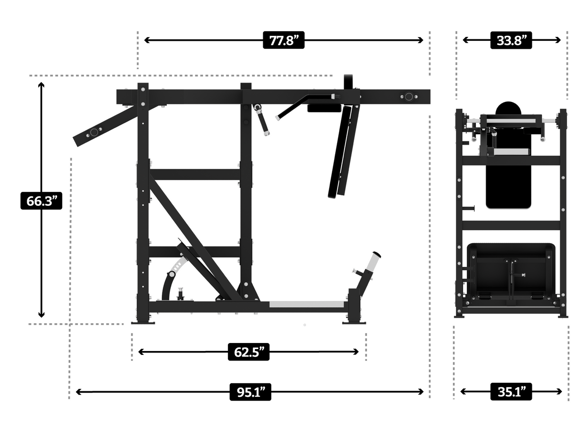 PLATE-LOADED ADJUSTABLE PENDULUM SQUAT MACHINE VERSION 3 – Temple of Gainz